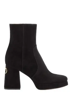 Valentino Garavani Fawcette 90mm Platform Ankle Boots In Split Leather Black