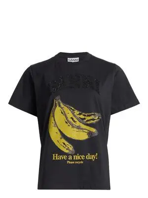 GANNI Banana Relaxed Cotton T-shirt - Phantom