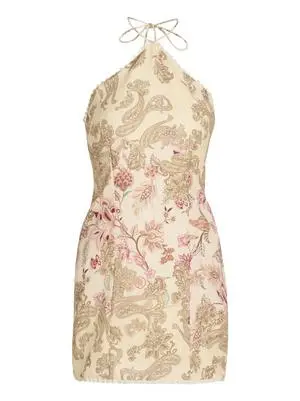 Hemant & Nandita Paisley Cotton-linen Sheath Minidress - Multi