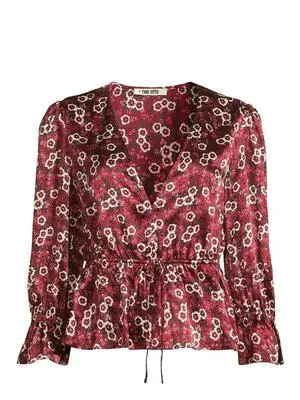Ciao Lucia Renata Floral Silk Charmeuse Top - Ruby