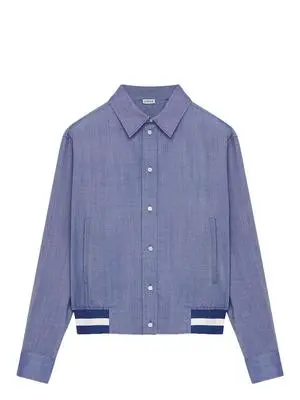 Loewe Wool-blend Striped-hem Jacket - Blue