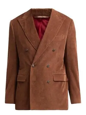 Canali Velvet Corduroy Cotton Double-breasted Jacket - Rust