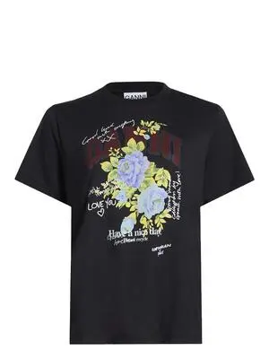 GANNI Rose Graphic T-shirt - Phantom