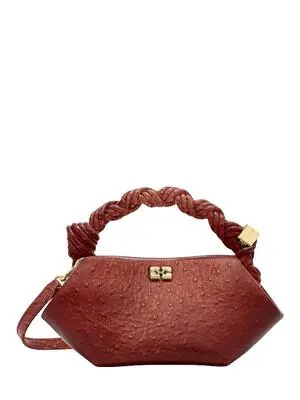 GANNI Bou Mini Leather Top Handle Bag Red