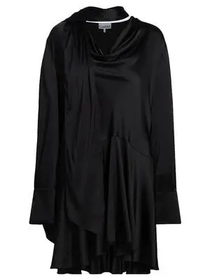 GANNI Stretch-satin Cowlneck Midi-dress