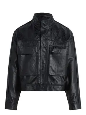 HUDSON JEANS Python-embossed Leather Jacket