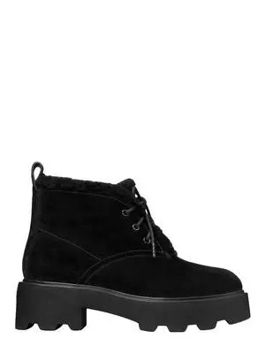 Tory Burch Desert Shearling-lined Suede Combat Boots - Black