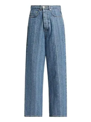 GANNI Striped Baggy-fit Jeans - Indigo