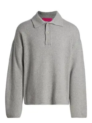 THE ELDER STATESMAN Dume Cashmere Rugby Sweater Silver