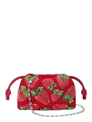 Loewe X Paula's Ibiza Flaco Mini Strawberry-beaded Purse - Red