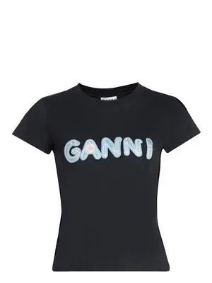 GANNI Basic Cotton Jersey Logo Baby T-shirt - Phantom