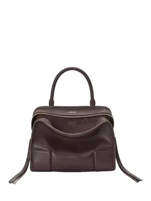 Loewe Amazona Small Leather Top Handle Bag Dark Chestnut