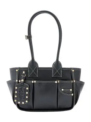GANNI Posy Small Croc-embossed Shoulder Bag - Black