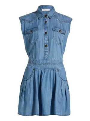 Ramy Brook Paxton Sleeveless Mini-shirtdress - Spring Chambray