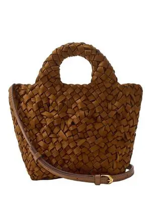 NAGHEDI St. Barths Petit Nest Weave Top Handle Bag Teak