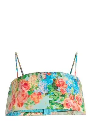 Hemant & Nandita Floral Linen-cotton Crop Top - Multi