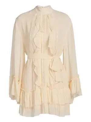 Ramy Brook Claudia Ruffled Silk Minidress - Bone