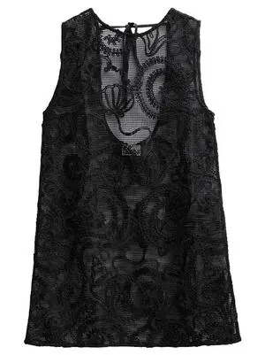 GANNI Embroidered Net Mini Dress - Black