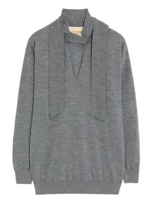 Valentino Garavani Wool Sweater With Scarf - Grey