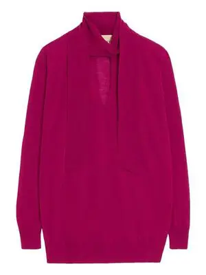 Valentino Garavani Wool Sweater With Scarf - Raspberry