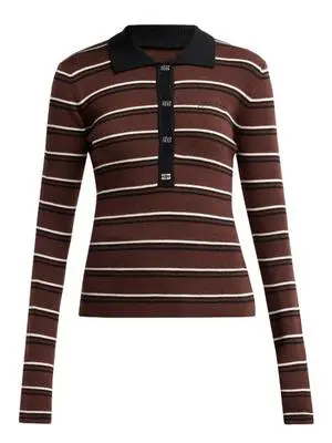 GANNI Striped Merino Wool Polo Top
