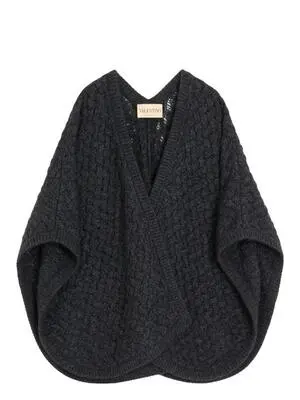 Valentino Garavani Wool And Mohair Poncho - Anthracite