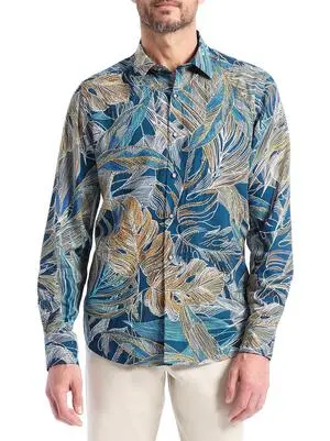 Robert Graham Chorro Embroidered Leaf Print Shirt - Multi