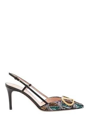 VALENTINO Vlogo Signature Slingback Pumps With Embroidery 80mm