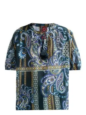 Johnny Was Margot Cotton-silk Tassel Top - Montecito
