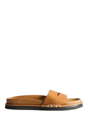JW Anderson Loafer Fussbett Leather Slides - Tan
