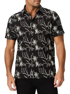 Robert Graham Emden Skull-schiffli Cotton-blend Shirt - Black