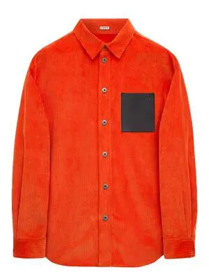 Loewe Leather-pocket Corduroy Shirt - Orange