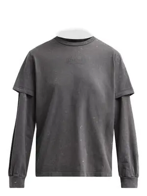 GANNI Heavy Jersey Double Sleeve Cotton Top - Phantom