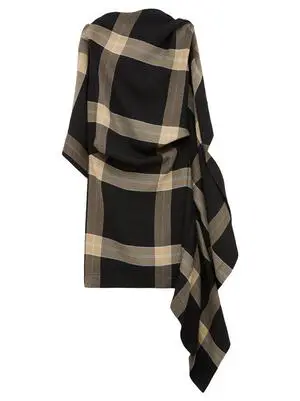 Loewe Check Tieneck Minidress Black Beige