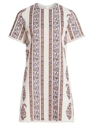 Giambattista Valli Floral-striped Bouclé Minidress - Ivory Multi