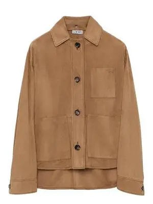 Loewe Workwear High-low Suede Jacket - Tan