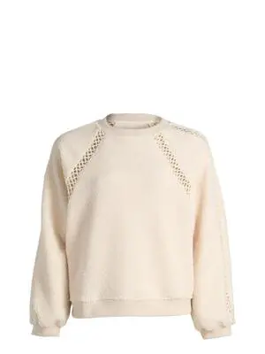 Ba&sh Sweet Open-knit Bouclette Crewneck Sweatshirt - Ecru