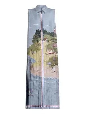 Thom Browne Scenic Coastline Silk Shirtdress - Multi