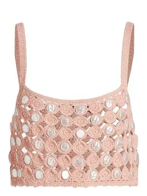 TOCCIN Andrea Faux-pearl-embellished Cotton Tank - Blush