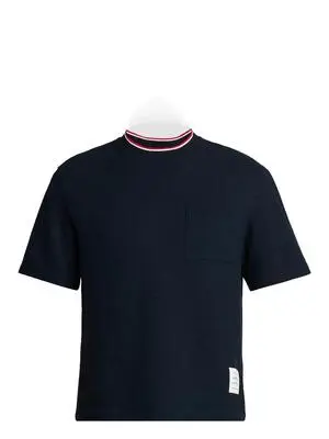 Thom Browne Rwb Tipped Crewneck Cotton-linen T-shirt - Navy
