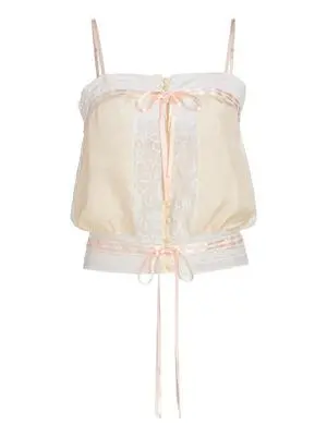 Ronny Kobo Laila Silk Lace-trim Top - Ivory