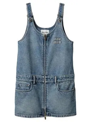 Miu Miu Denim And Poplin Zipper Dress - Blue