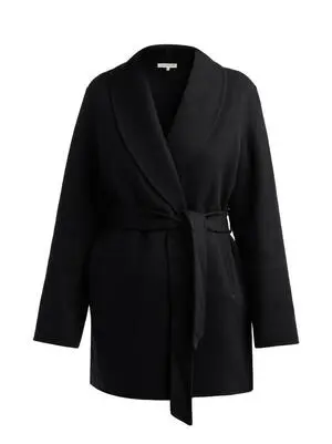Sofia Cashmere Double Face Wool-cashmere-blend Belted Wrap Coat Black