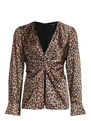 TOCCIN Lauren -print Satin Twist-front Blouse - Leopard