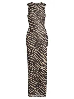 Ronny Kobo Krisa Striped Column Maxi Dress - Zebra