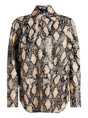 TOCCIN Kali Snakeskin Faux Leather Boyfriend Shirt - Python