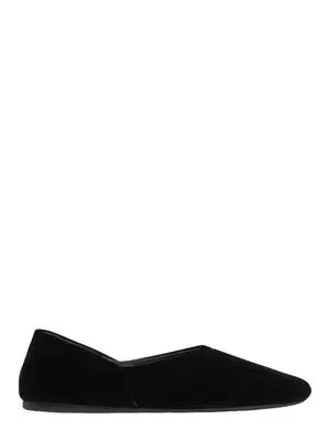 Khaite Jane Pebbled Suede Flats - Black