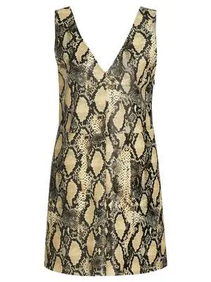 TOCCIN Malia Snakeskin Faux Leather Shift Dress