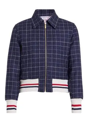 Thom Browne Wool Crop Flight Jacket - Navy
