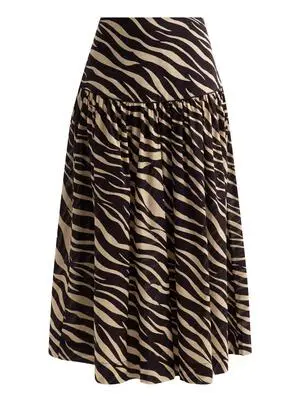 Ronny Kobo Feyre -striped Drop-waist Skirt - Zebra